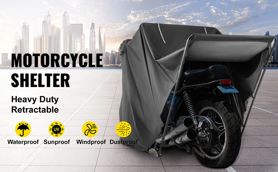 Mophorn Motorcycle Shelter 106.3"x41.3"x62.9" Waterproof Cover 600D ...