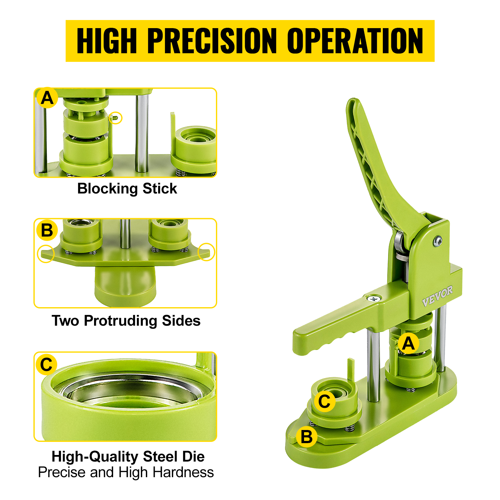 VEVOR Installation-Free Button Maker Machine 32mm (1-1/4 inch) with ...