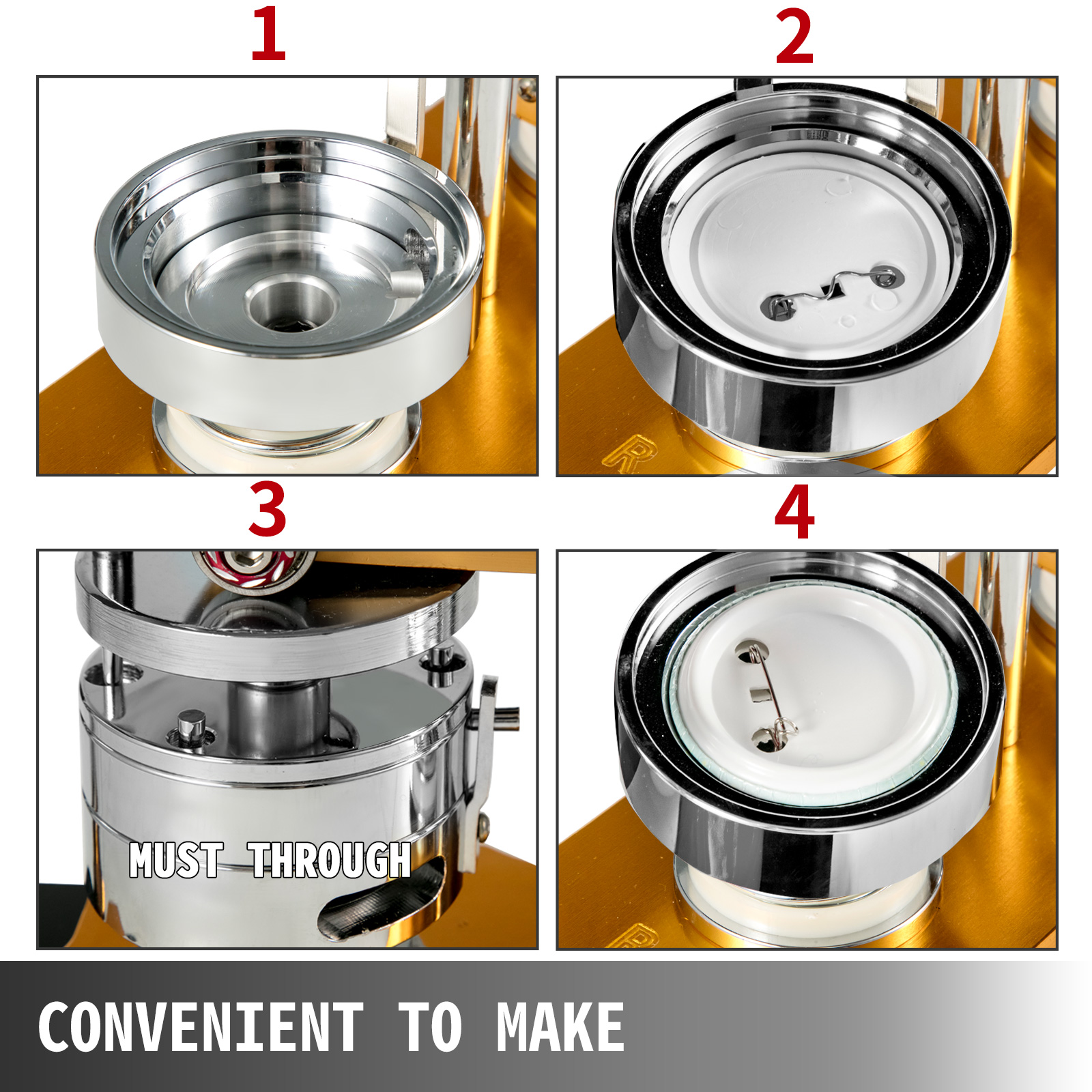 VEVOR Button Maker 1inch Rotate Button Maker Yellow Rotate Button Badge ...