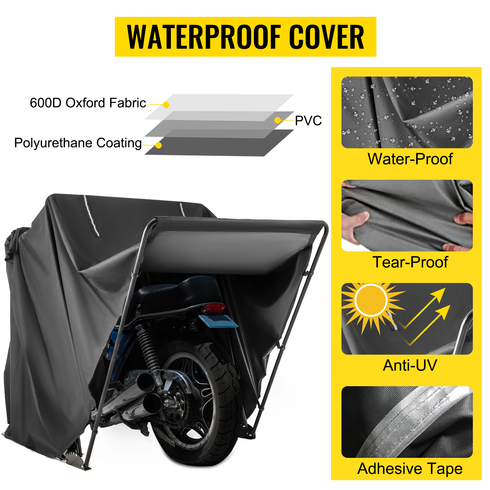Mophorn Motorcycle Tent Motorbike Cover Strong Frame Larger Shelter ...