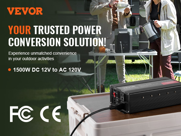 VEVOR Modified Sine Wave Inverter, 1500W, DC 12V to AC 120V Power ...