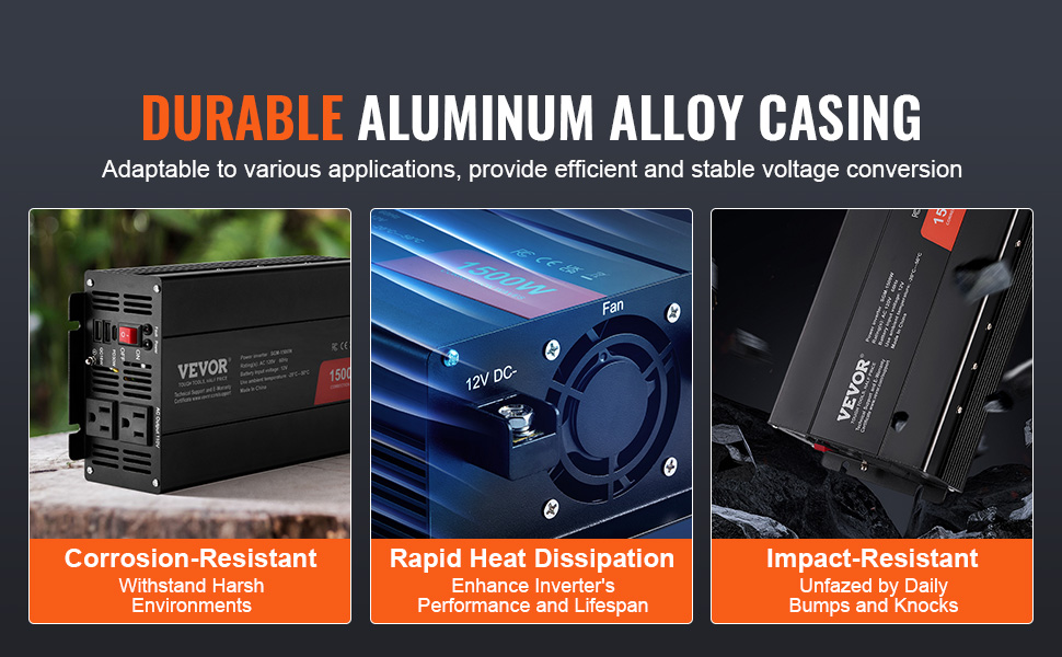 VEVOR Modified Sine Wave Inverter, 1500W, DC 12V to AC 120V Power ...