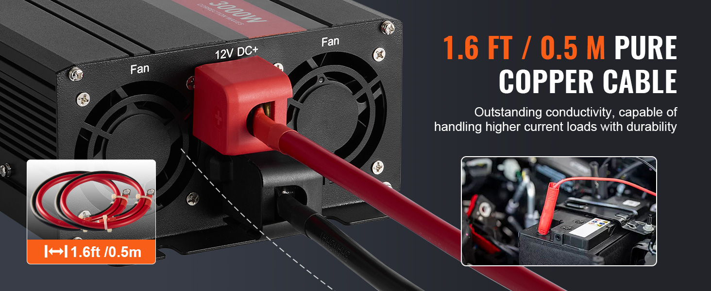 VEVOR Modified Sine Wave Inverter, 3000Watt, DC 12V to AC 120V LCD ...