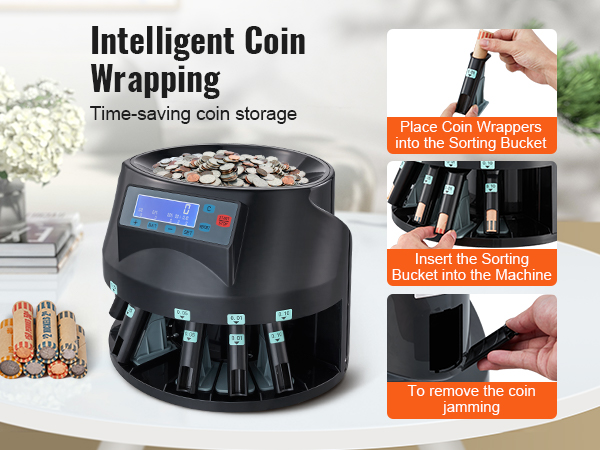 VEVOR USD Coin Counter & Coin Sorters with LCD Display, Coin Sorter Machine for USD Coin 1￠ 5 ...