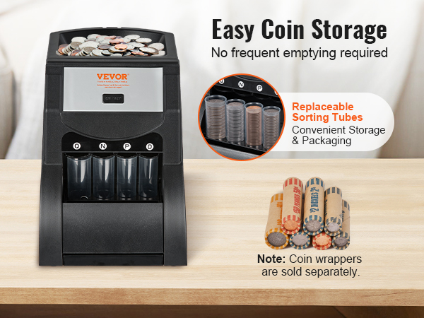VEVOR USD Coin Sorter, Coin Sorter Machine for USD Coin 1￠ 5￠ 10￠ 25￠, Sorts up to 230 Coins/min ...