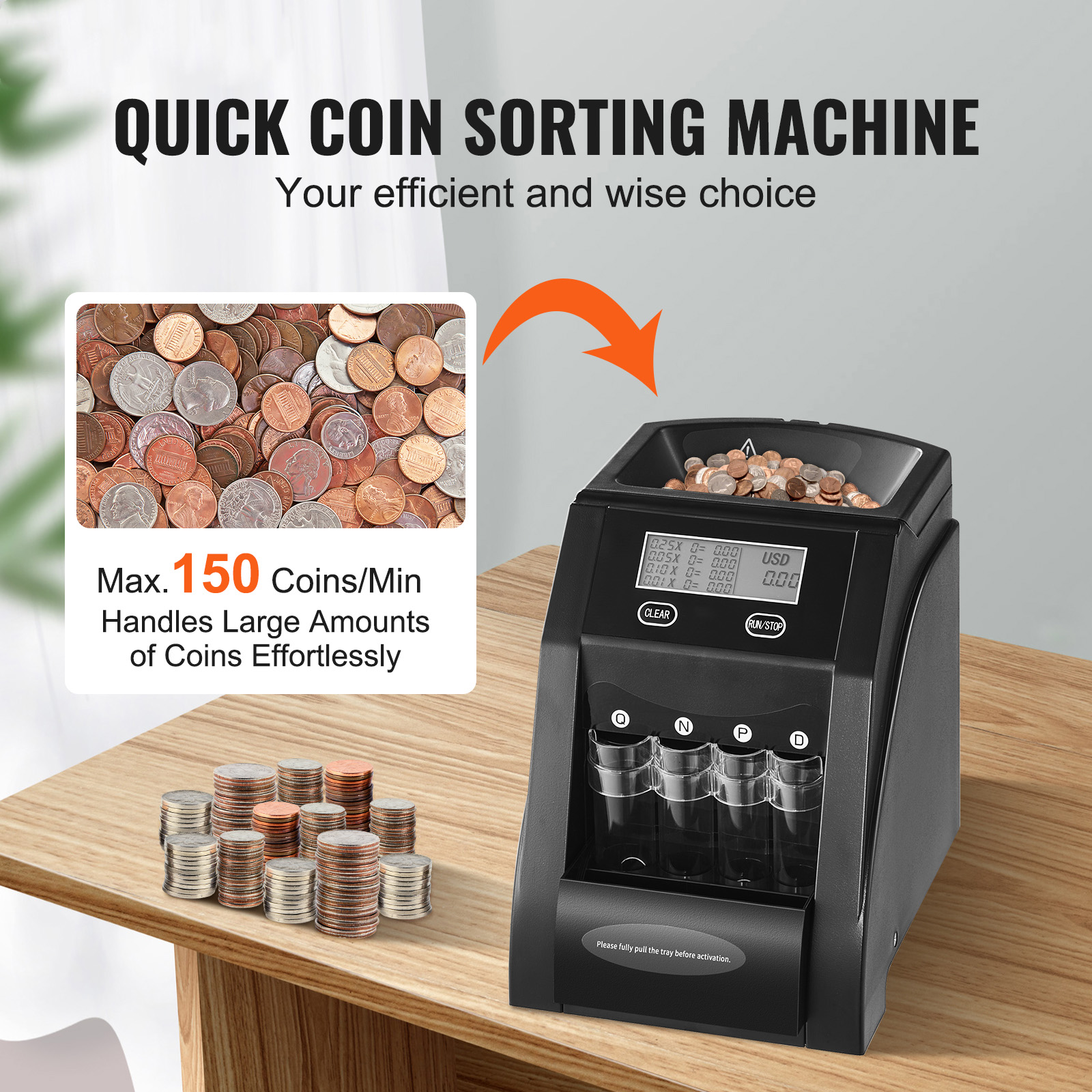 USD Coin Sorter Wrapper and Roller 230/300 Coins/min 4 Coin Tubes | eBay