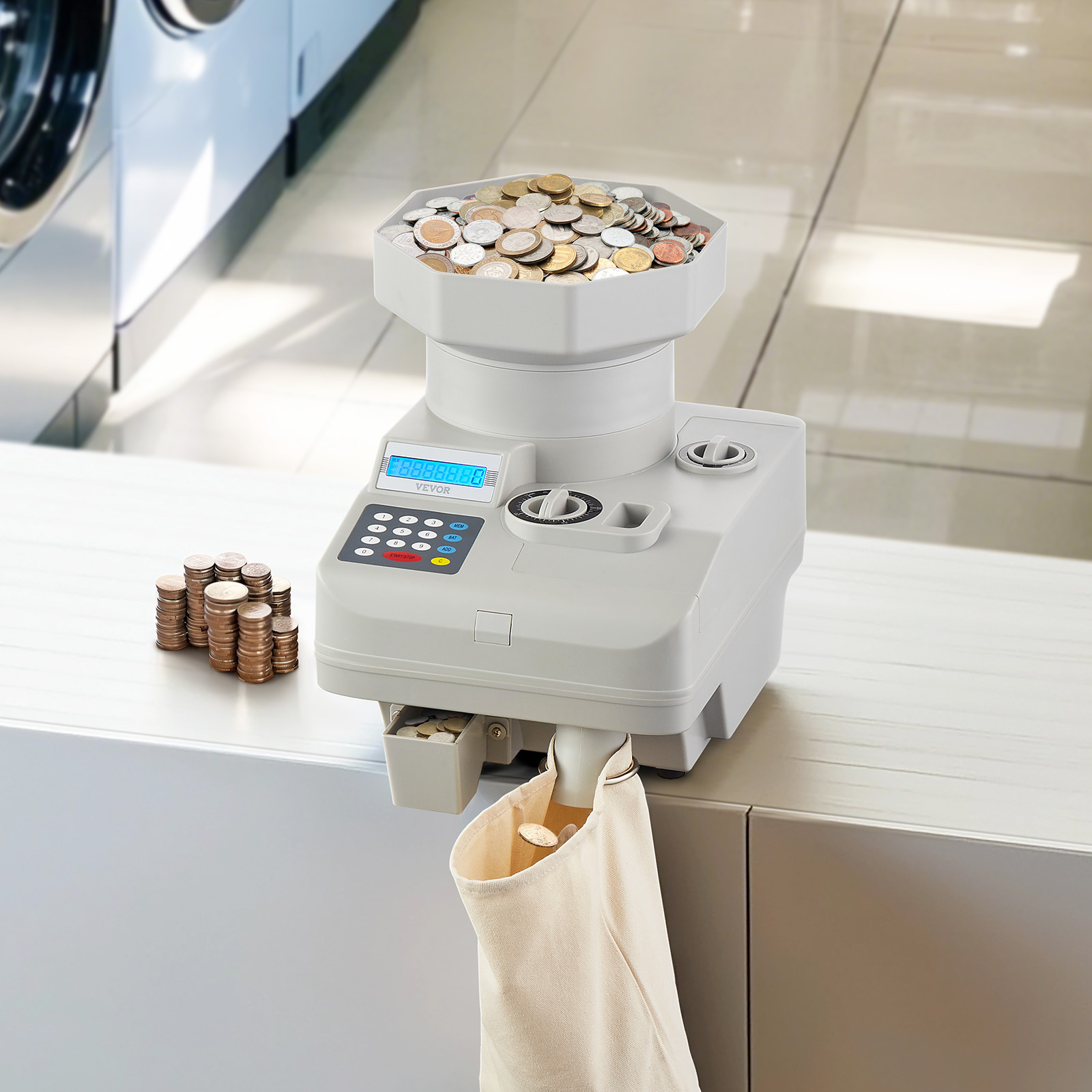 VEVOR USD Coin Sorter Wrapper and Roller 230/300 Coins/min 4 Coin Tubes ...