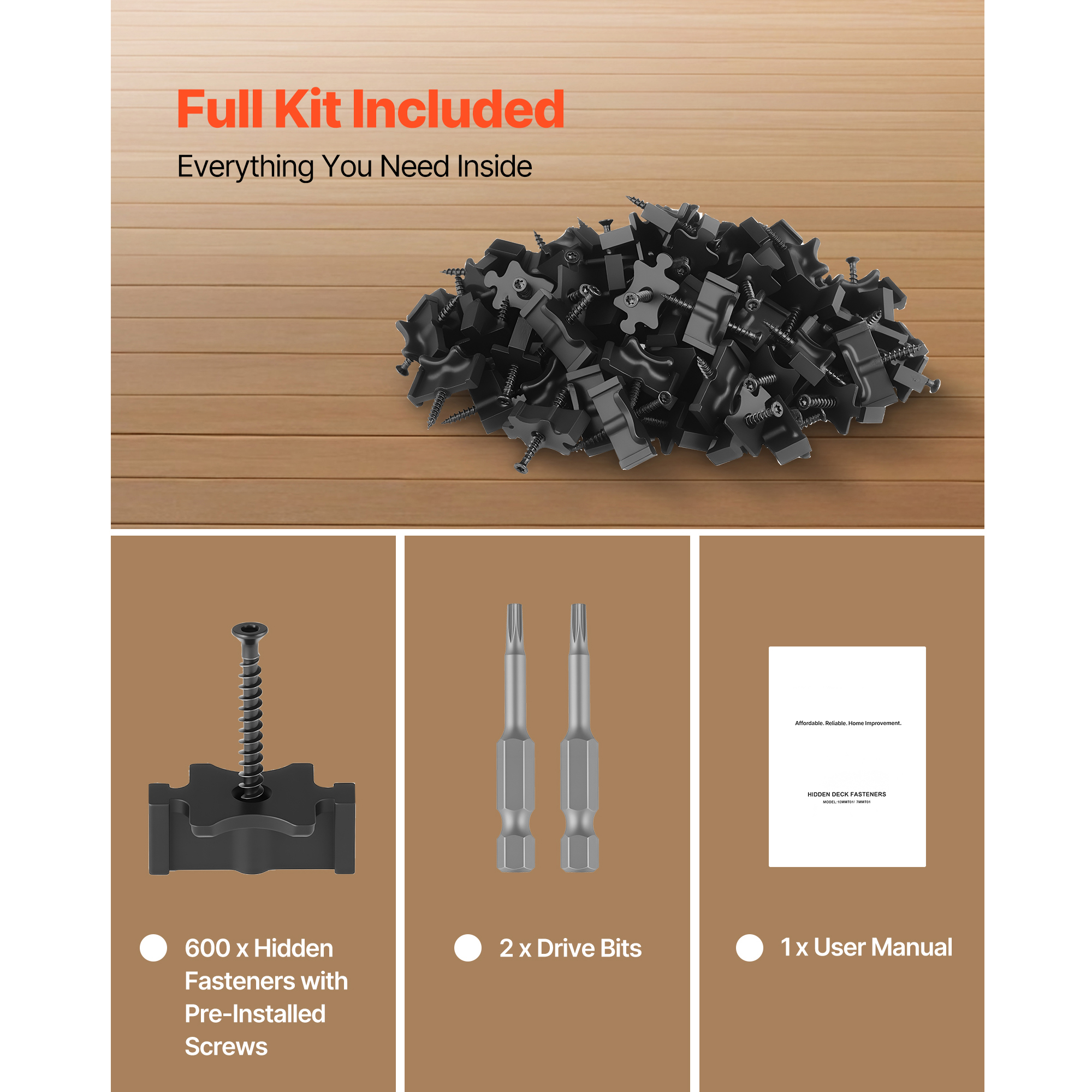 Mophorn 600PCS Hidden Deck Fasteners for Composite Decking Boards ...
