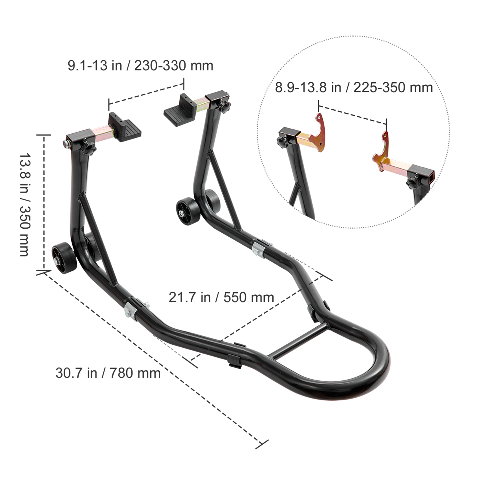VEVOR Motorcycle Rear Wheel Stand, with U + L Fork Swingarm Spool, 390 ...