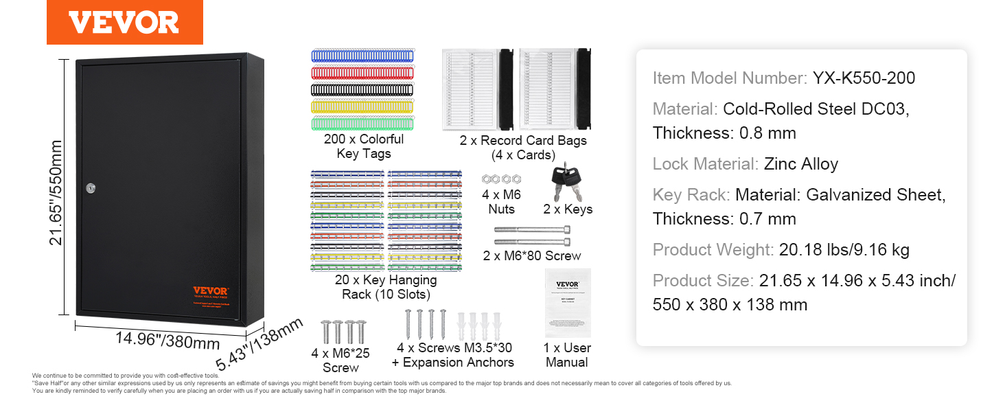Key Rack White 100-Key Storage Cabinet With Lock & Colorful Tags | Wall ...