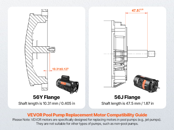VEVOR 0.75 HP Pool Pump Motor, 56J Frame, 115V(8 Amps)/230V(4 Amps ...