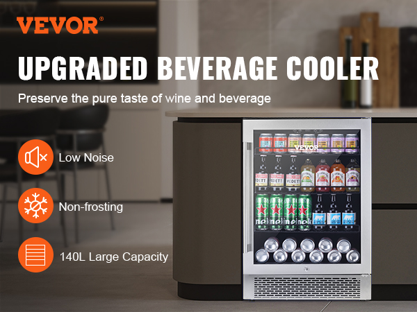 VEVOR Beverage Cooler, 154 Cans Capacity Beverage Refrigerator, Under ...