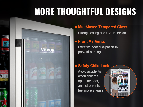 VEVOR Beverage Cooler, 154 Cans Capacity Beverage Refrigerator, Under ...