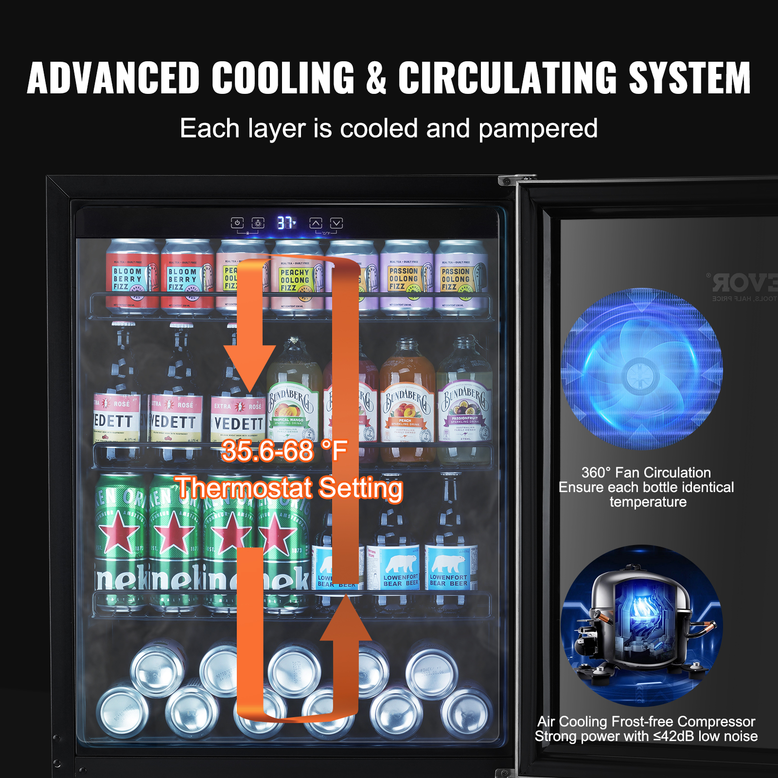 15"/24" Wine Cooler 30-154 Bottle Built-in Wine Fridge w/ LED Light ...