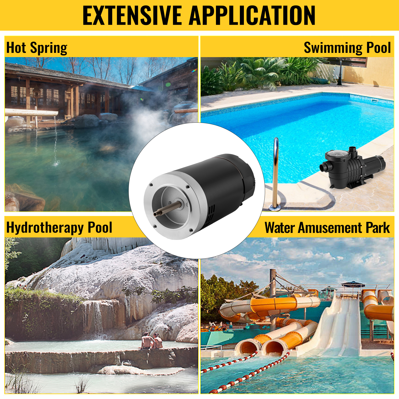 VEVOR Pool Motor,1.5 HP, 3463 RPM, 1 Speed, 230/115 Volts, 7.5/14.7 ...