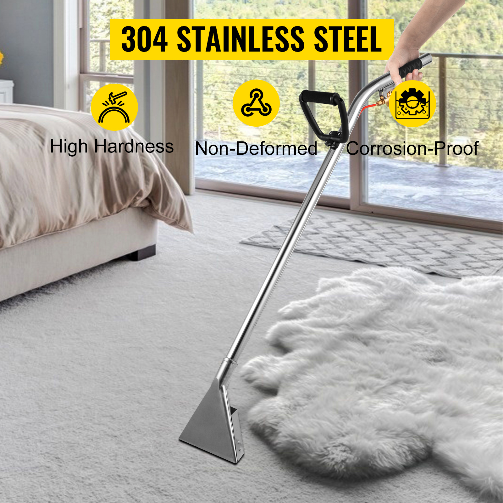 VEVOR Extractor Wand, 10" 2-Jet Upholstery Wand, Stainless Steel Carpet ...