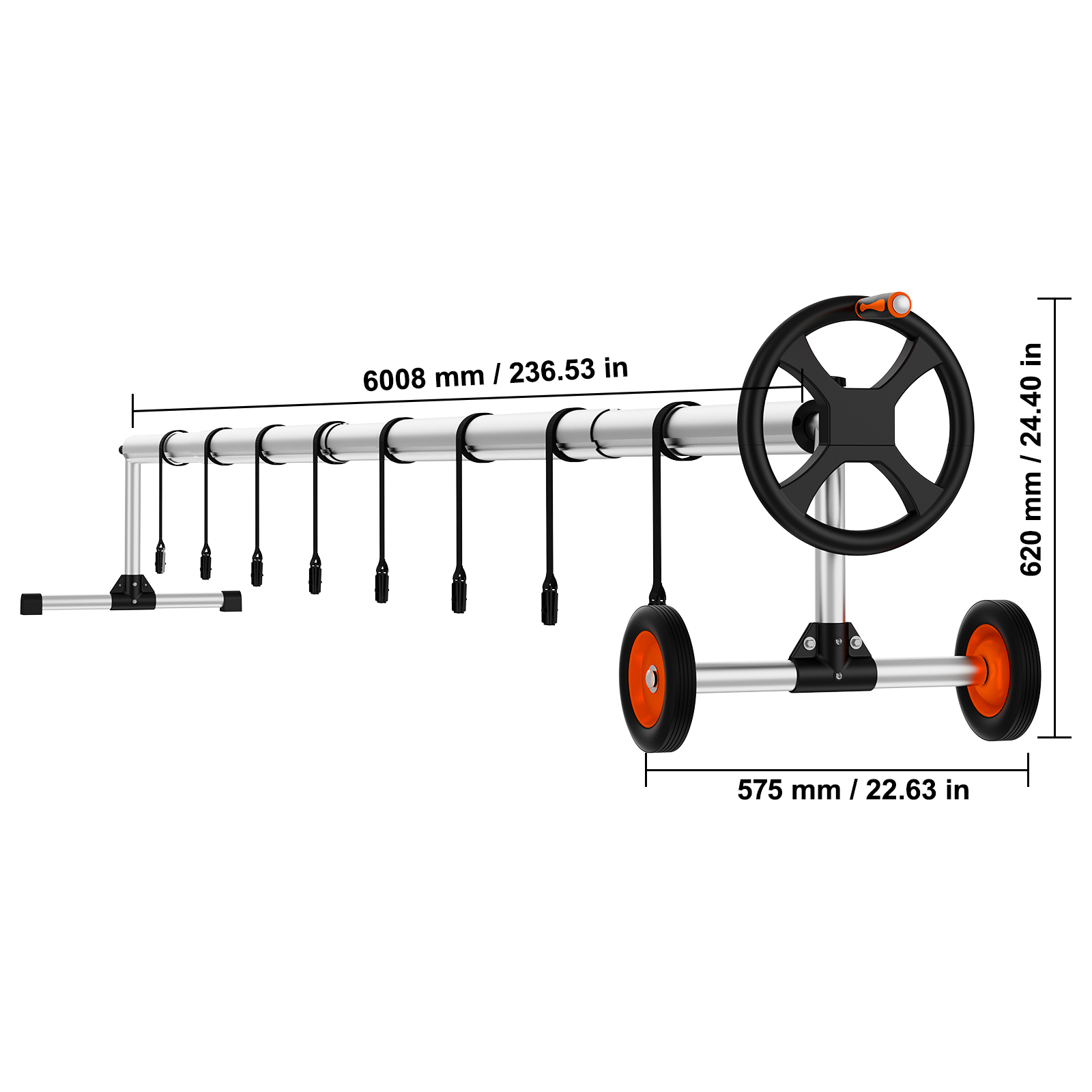 VEVOR Pool Cover Reel, Aluminum Solar Cover Reel 18 ft, Inground ...