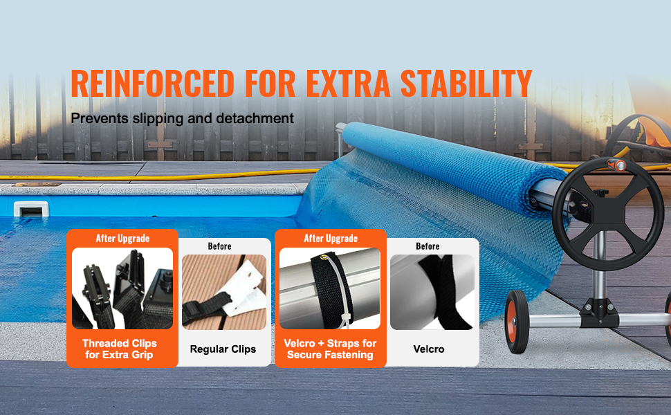 VEVOR Solar Cover Reel 22 ft, Aluminum Pool Cover Reel for Inground ...
