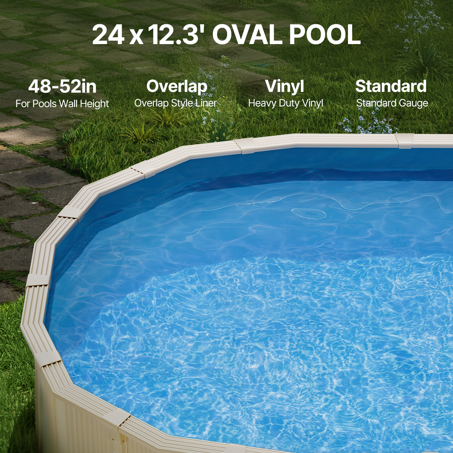 Mophorn Oval Pool Liner - 24 x 12.3 ft, Standard Gauge, Durable Vinyl ...