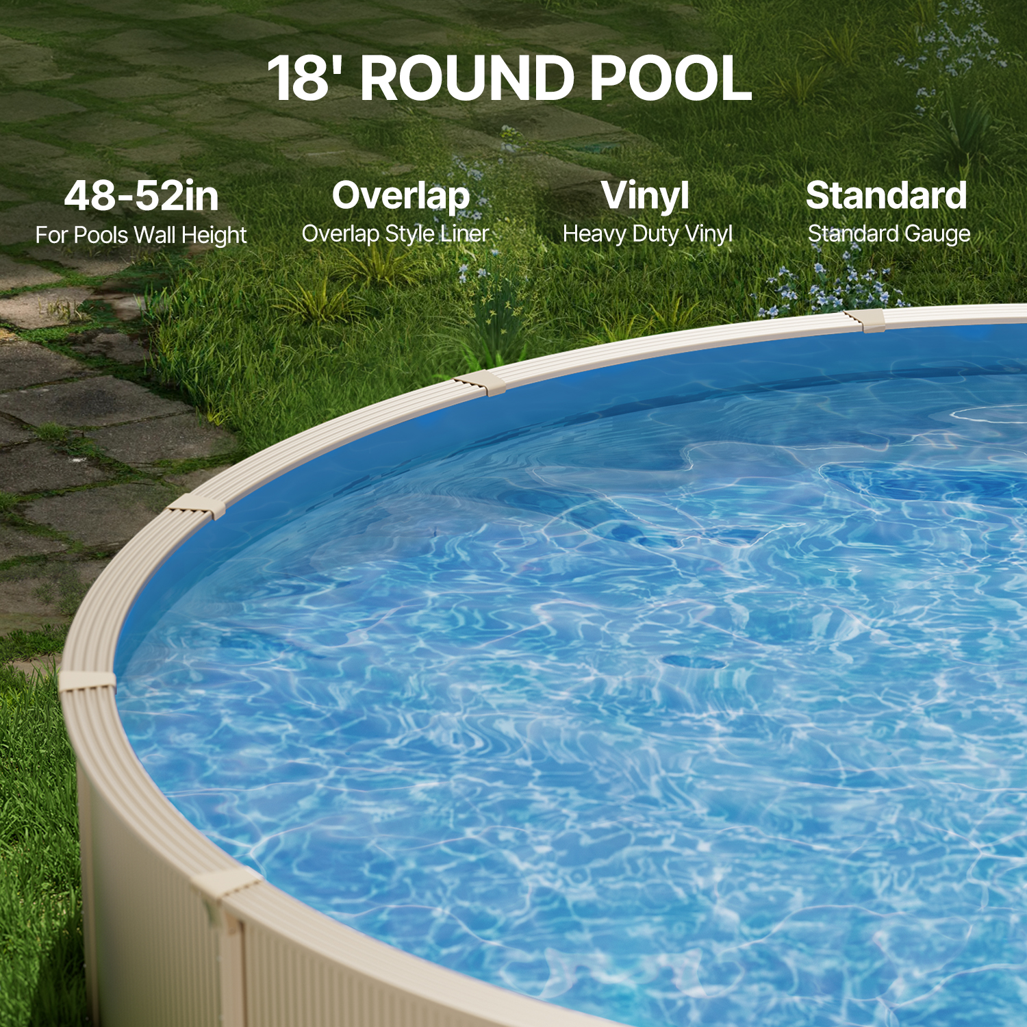 Mophorn Pool Liner, 18ft Round Swimming Pool Liner, Standard Gauge ...
