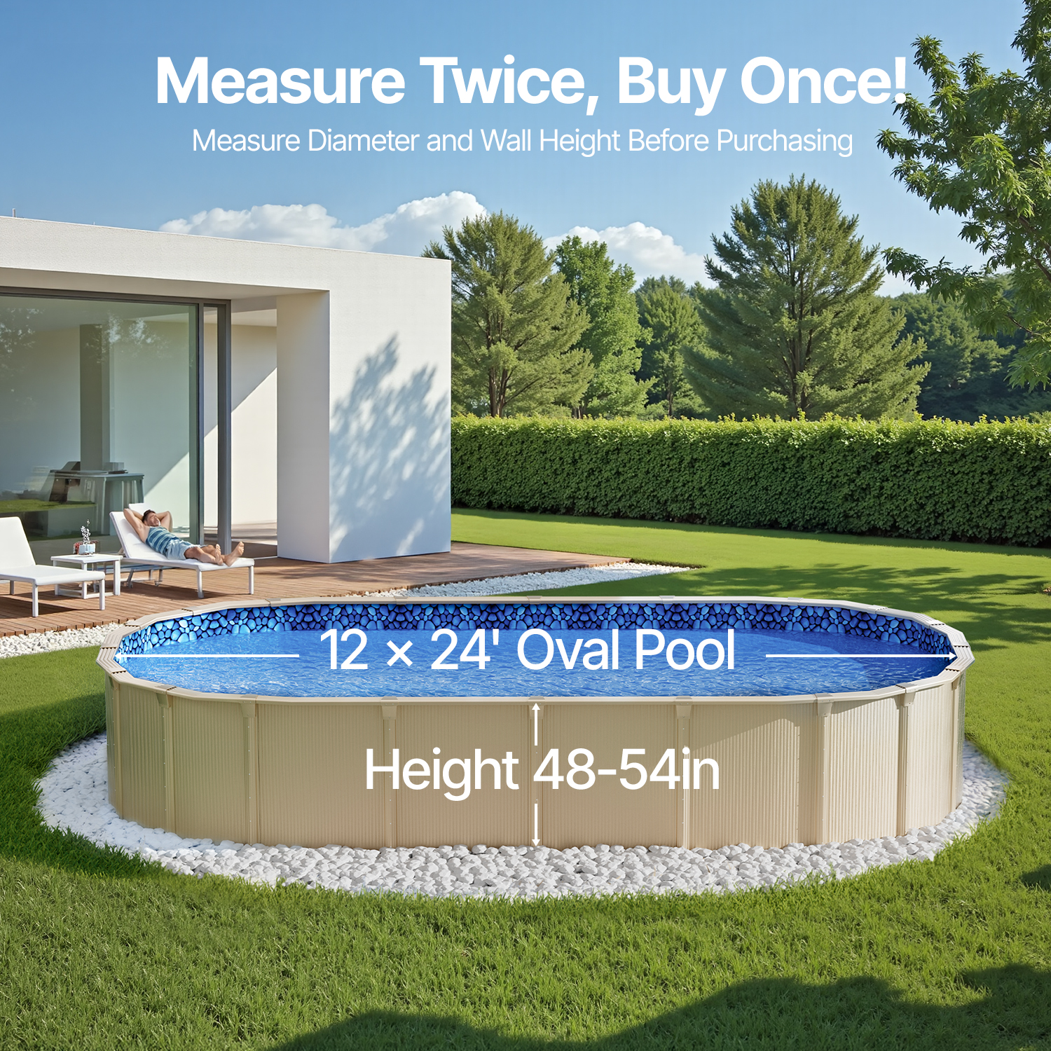 Mophorn 12 x 24 ft Oval Pool Liner, Overlap Style Above Ground Pool ...