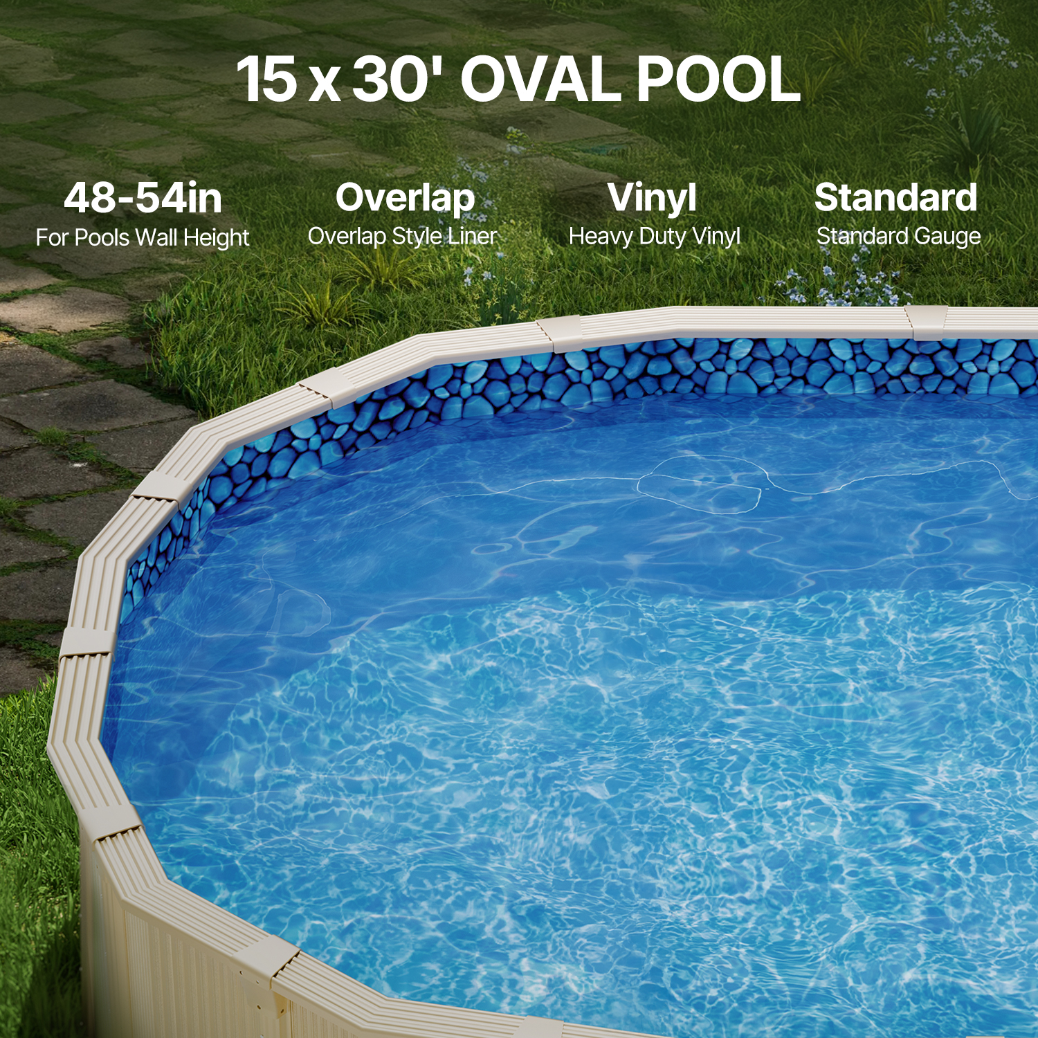 Mophorn 15 x 30 ft Oval Pool Liner, Overlap Type Above Ground Pool ...