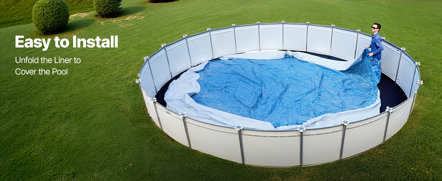 Round Pool Liner 24ft Overlap Style Pool Liner 54in Wall Height Durable ...
