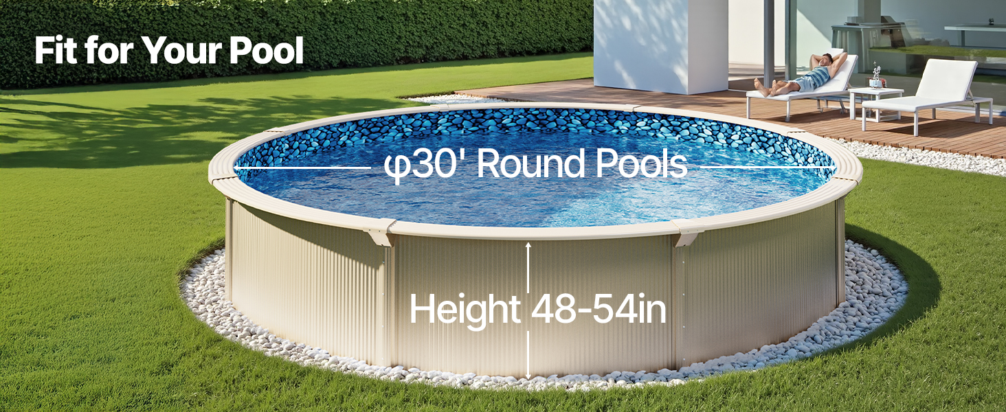 VEVOR Round Pool Liner 30ft Overlap Style Pool Liner 54in Wall Height ...