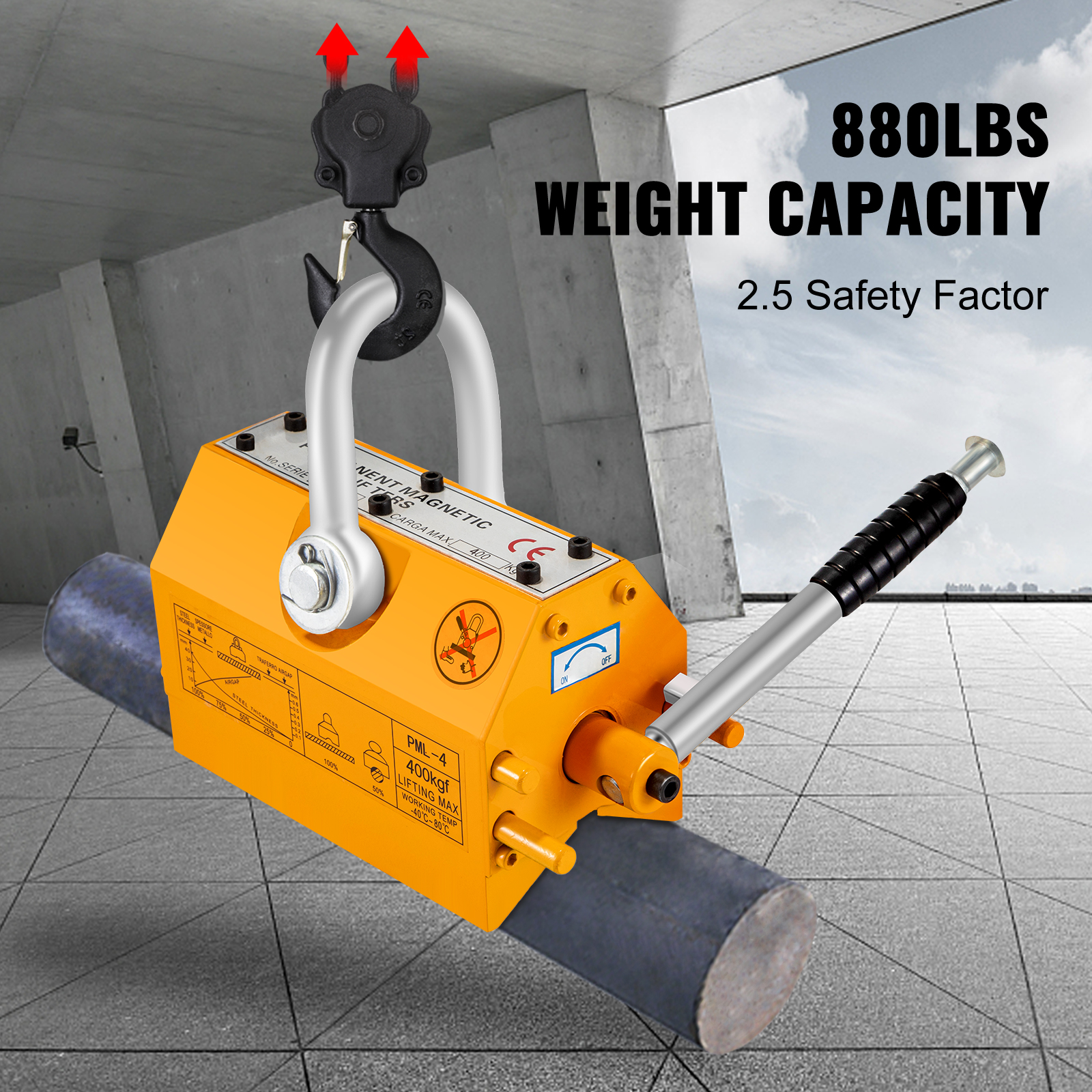 Vevor 400kg Permanent Magnetic Pipe Lifter 880lbs | No Electricity ...