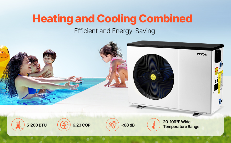 Electric Pool Heat Pump 51200 BTU for Above and In Ground Pools ...
