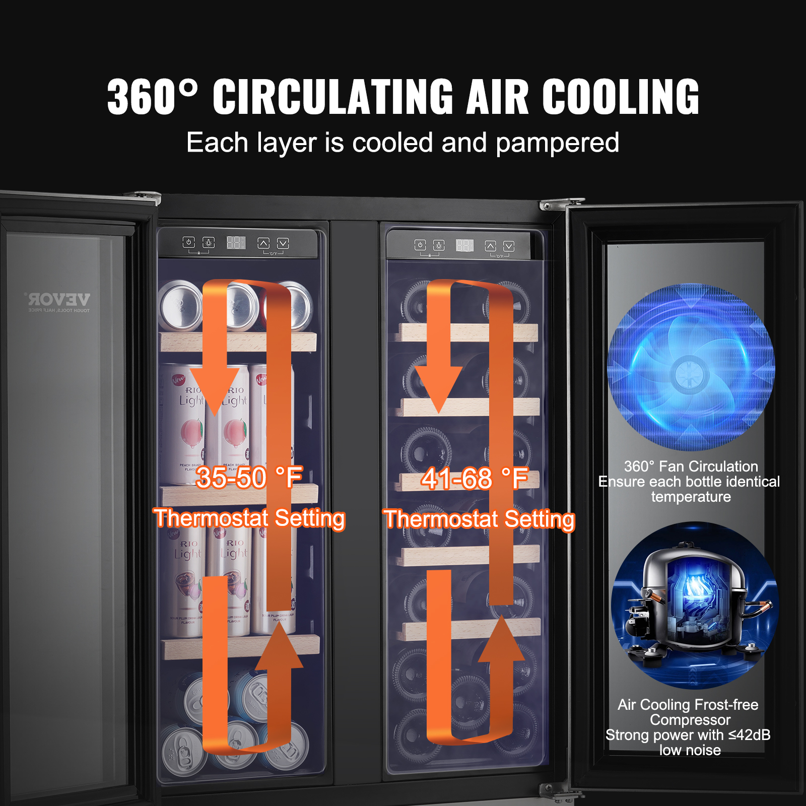 15"/24" Wine Cooler 30-154 Bottle Built-in Wine Fridge w/ LED Light ...