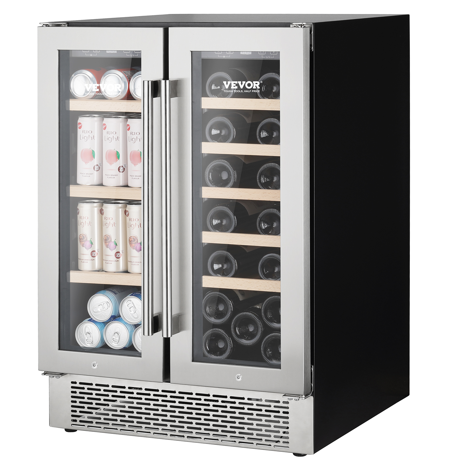 VEVOR 15"/24" Wine Cooler 30-154 Bottle Built-in Wine Fridge w/ LED ...