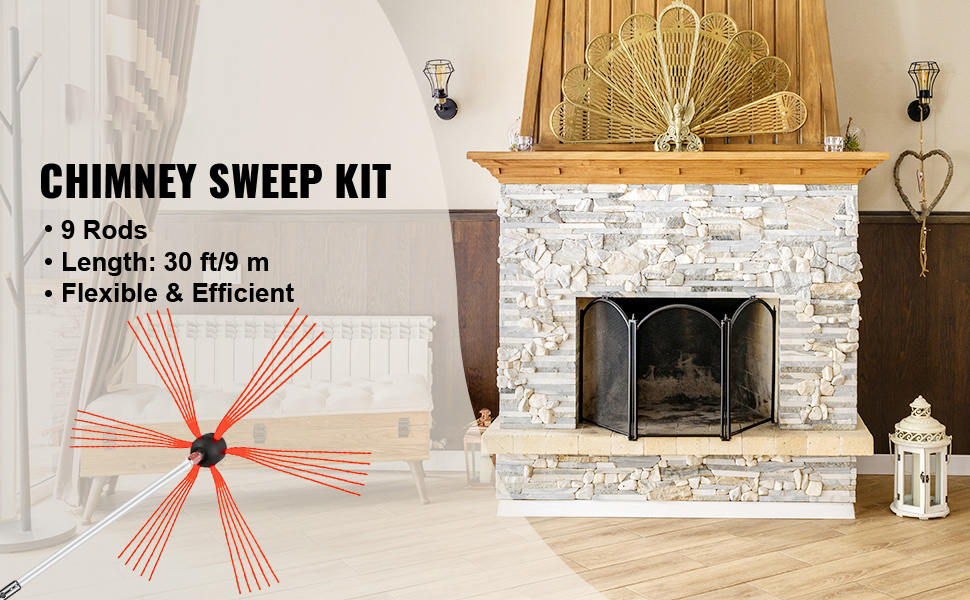 Mophorn Flexible Chimney Sweep Rods 30FT, Nylon Sooteater Chimney ...
