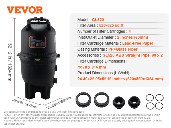 VEVOR Pool Cartridge Filter In/Above Ground Swimming Pool Filtration ...