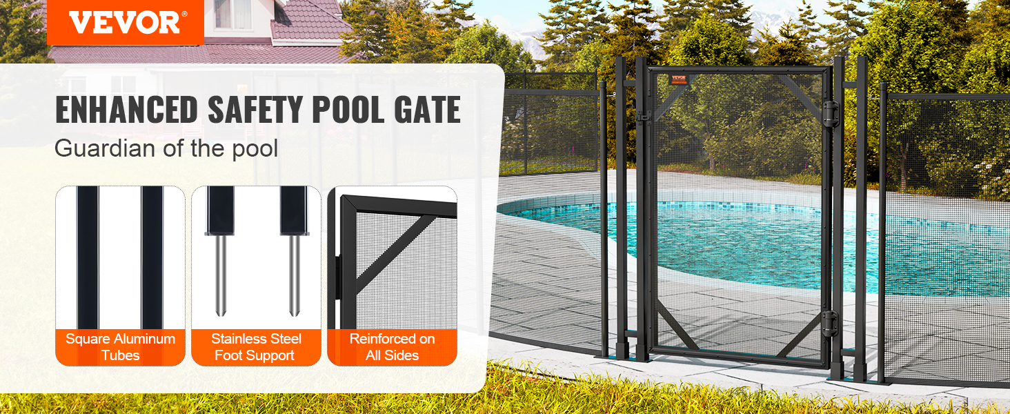VEVOR Pool Fence Gate, 4 x 2.5 FT Pool Gate for Inground Pools, Pool ...
