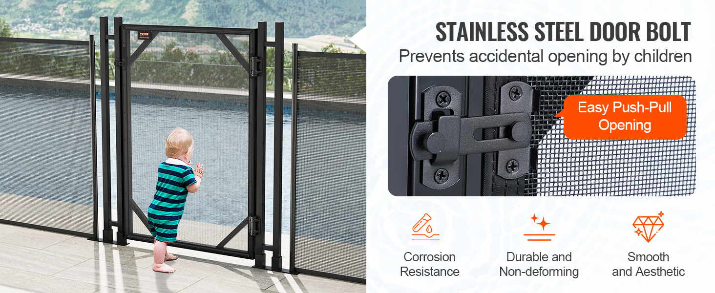 VEVOR Pool Fence Gate 4 x 2.5 FT Removable Pool Gate for Inground Pools ...