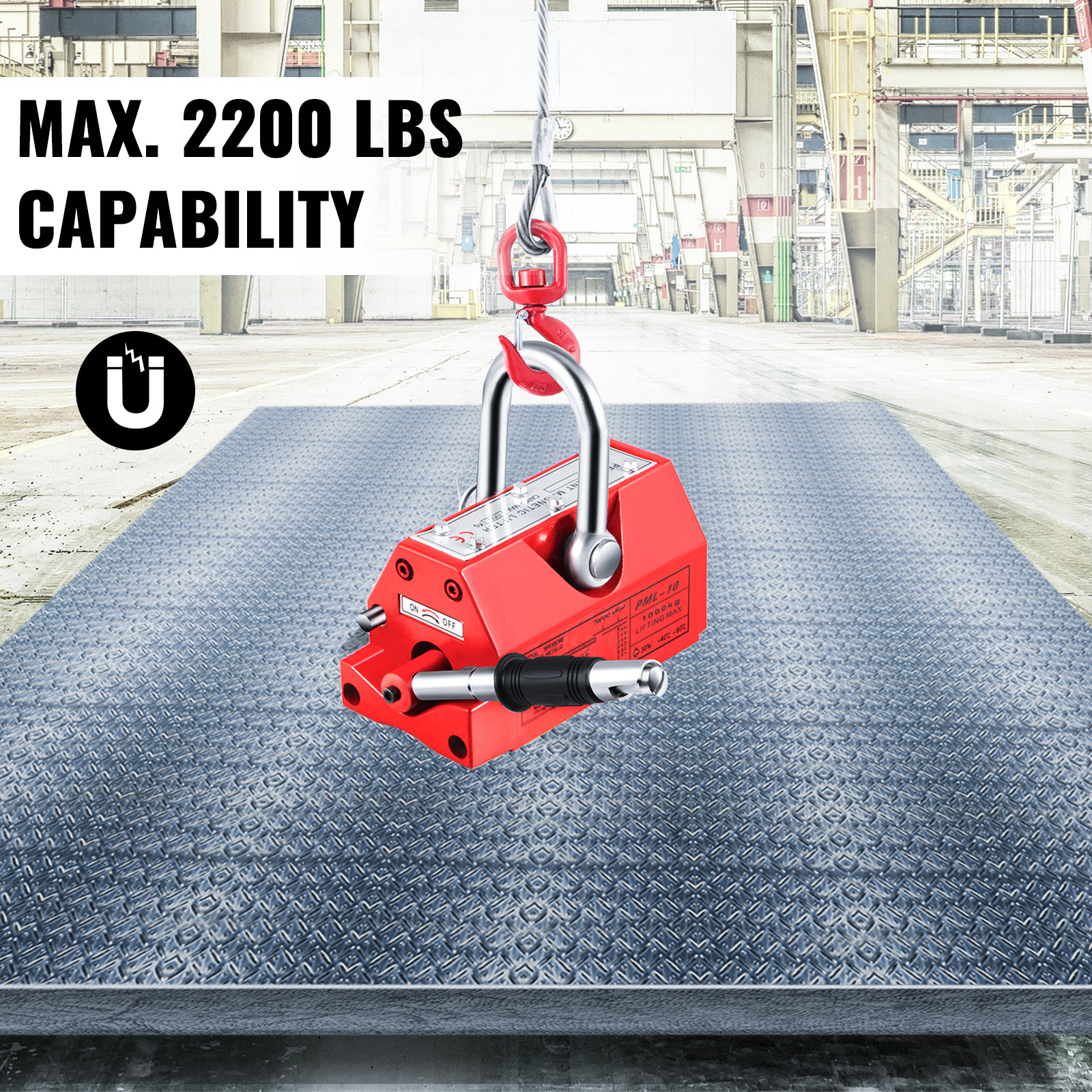 VEVOR Magnetic Lifter, 2200LBS Lifting Capability Lifting Magnet ...