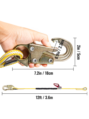 VEVOR Positioning Lanyard, 1/2 inch x 12 ft Positioning Rope, Polyester ...