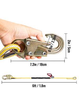 VEVOR Positioning Lanyard, 1/2 inch x 6 ft Positioning Rope, Polyester ...