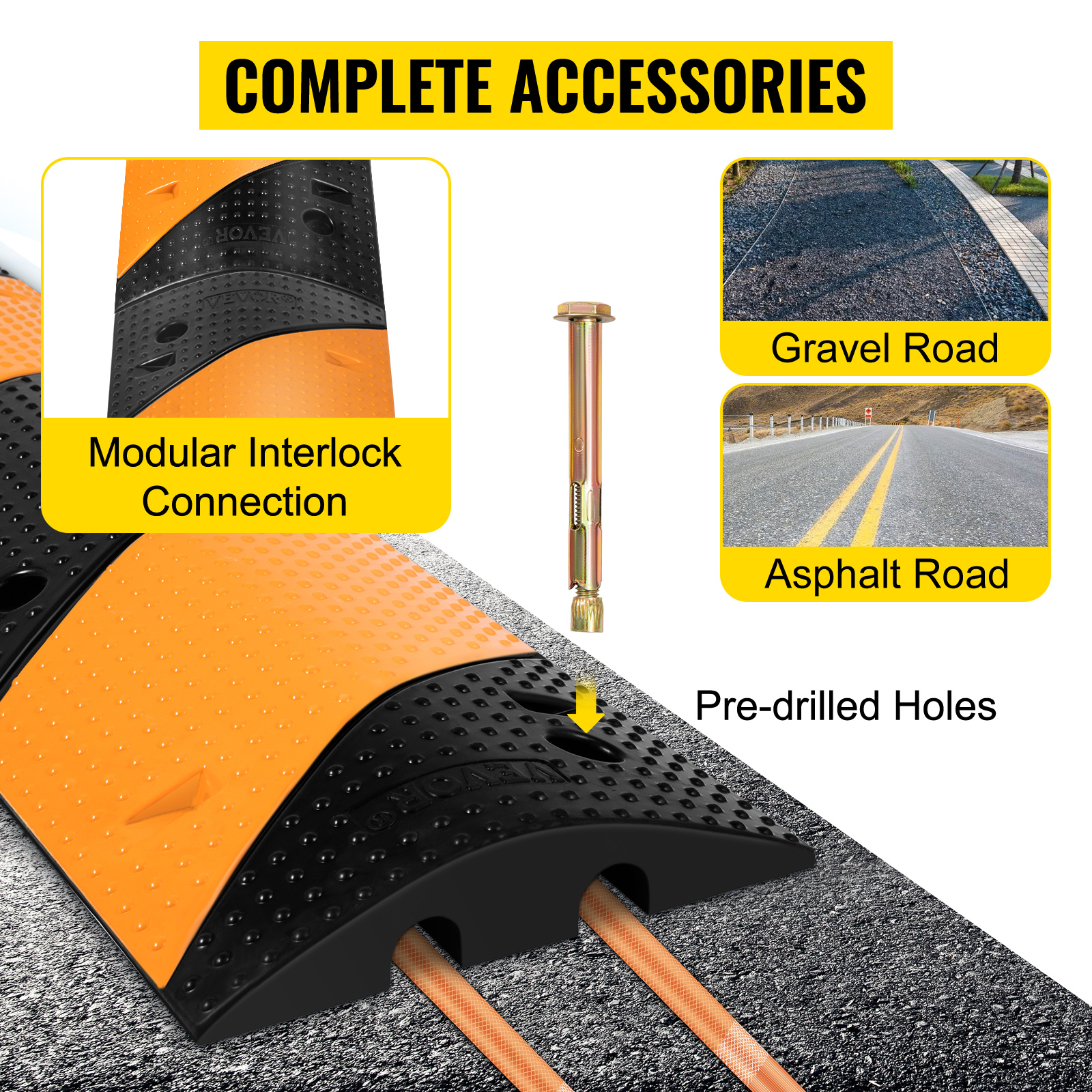 VEVOR Rubber Speed Bump, 1 Pack 2 Channel Speed Bump Hump, 40" Long ...