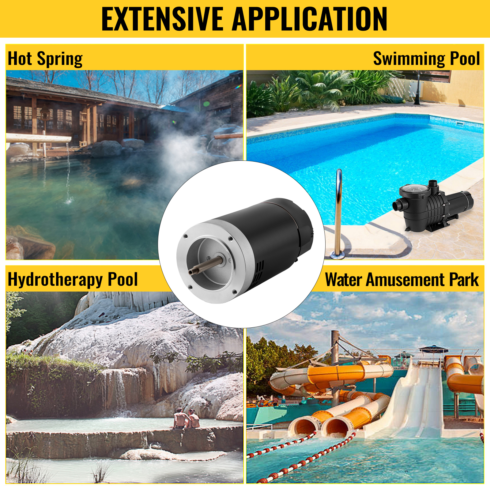 VEVOR Pool Motor,2.5HP, 3474 RPM, 1 Speed, 230/115 Volts, 11.88/23.75 ...