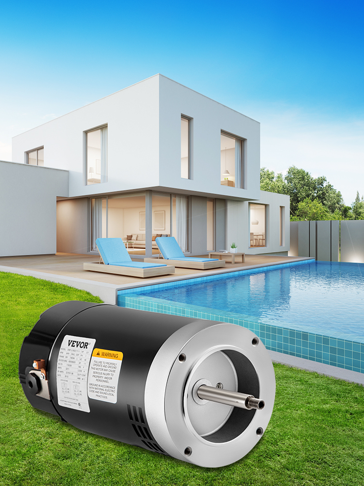 VEVOR Pool Motor,2.5HP, 3474 RPM, 1 Speed, 230/115 Volts, 11.88/23.75 ...