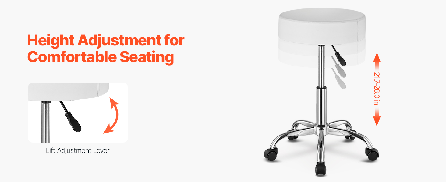 VEVOR Round Rolling Stool Swivel Work Stool with Wheels Height ...