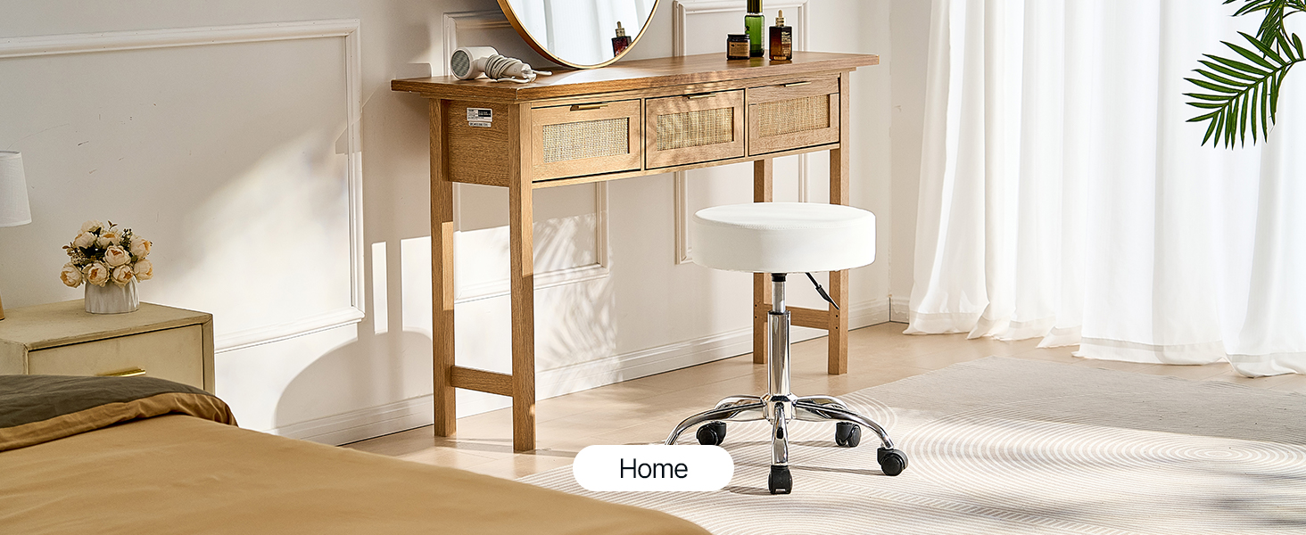 Round Rolling Stool Swivel Work Stool with Wheels Height Adjustable ...