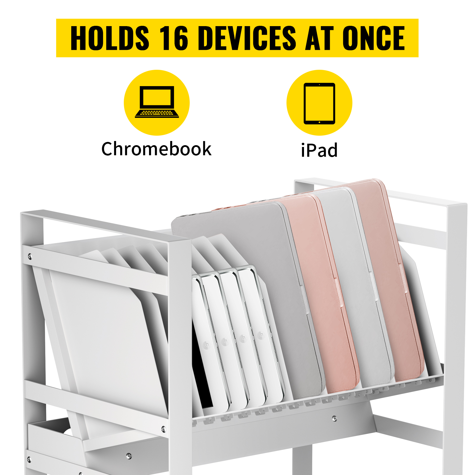 VEVOR Open Charging Cart, 16 Device, Mobile Charging Cabinet for Charge ...