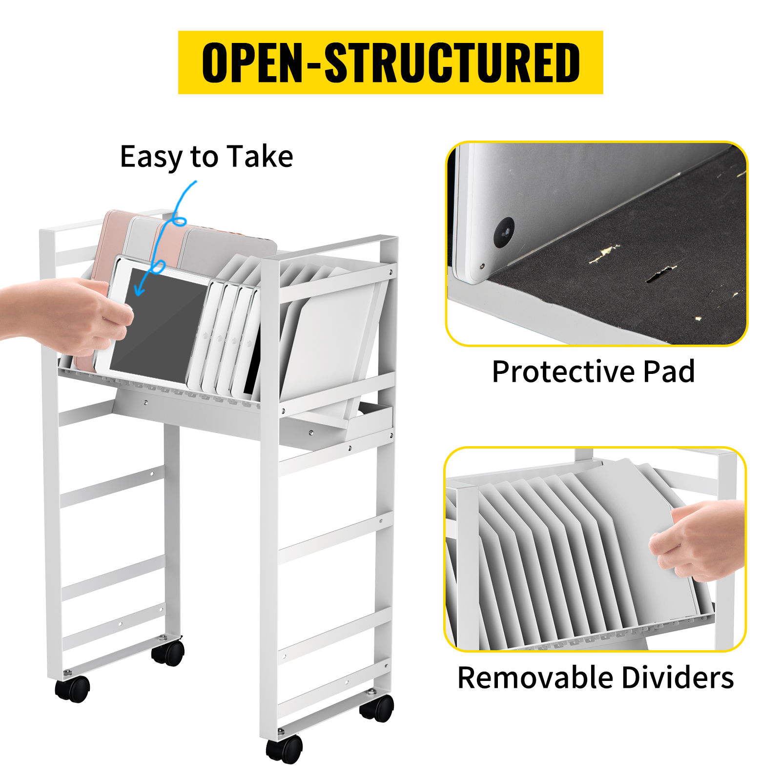 VEVOR Open Charging Cart, 16 Device, Mobile Charging Cabinet for Charge ...