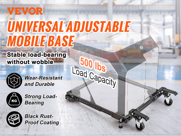 VEVOR Mobile Base, 500 lbs Weight Capacity, Adjustable from 12" x 12 ...