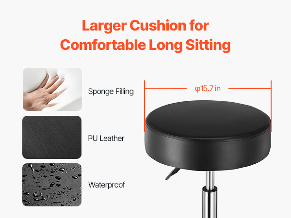 Round Rolling Stool Swivel Work Stool with Wheels Height Adjustable ...