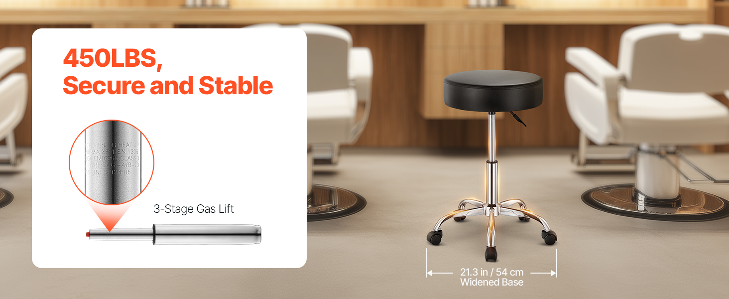 Round Rolling Stool Swivel Work Stool with Wheels Height Adjustable ...