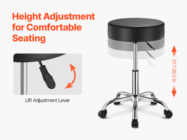 Round Rolling Stool Swivel Work Stool with Wheels Height Adjustable ...
